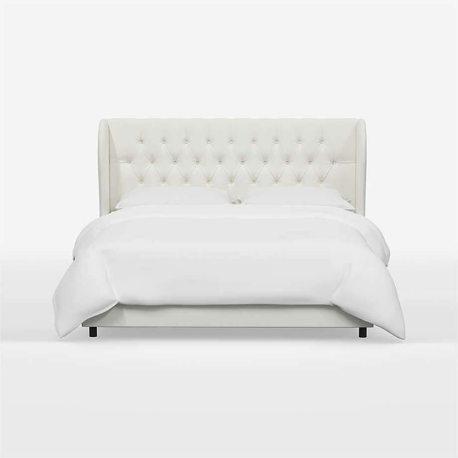 Hubbard Linen White Wingback Upholstered King Bed + Reviews | Crate ...