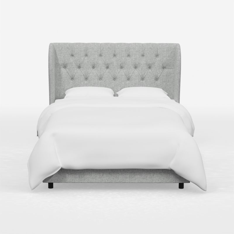Hubbard Linen Pumice Wingback Upholstered Queen Bed Reviews Crate