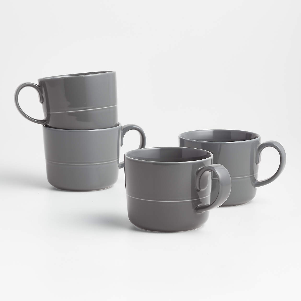 Hue Dark Grey Mugs, Set of 4 + Reviews | Crate & Barrel