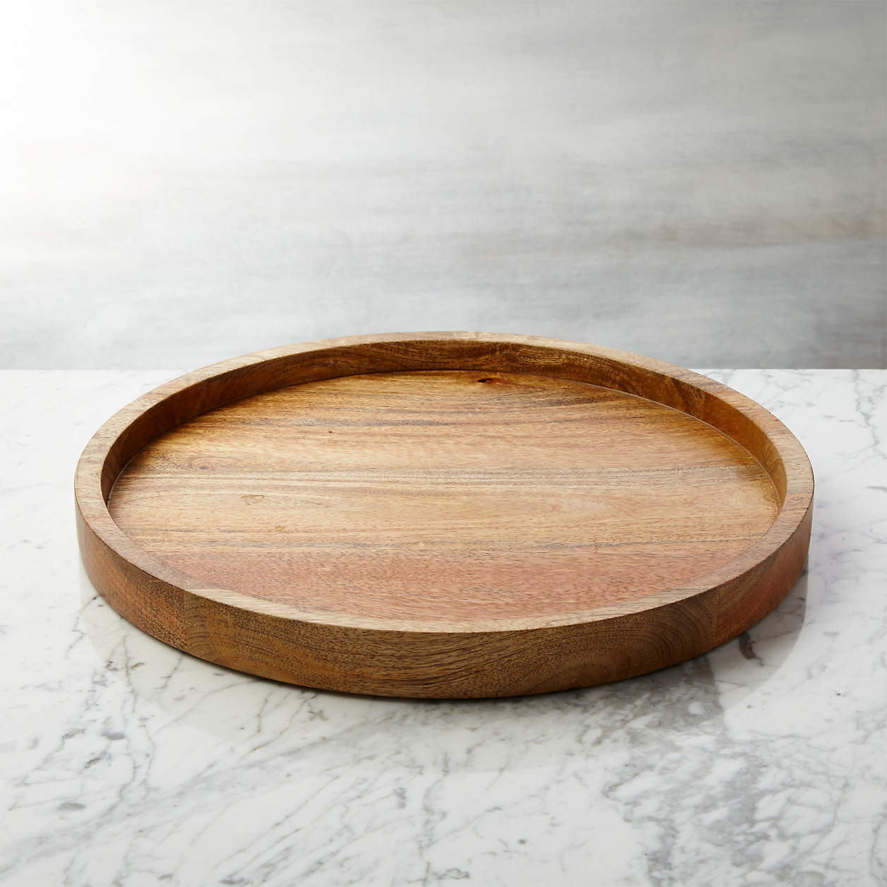 Ike Wooden Round Decorative Tray 15" + Reviews | Crate & Barrel