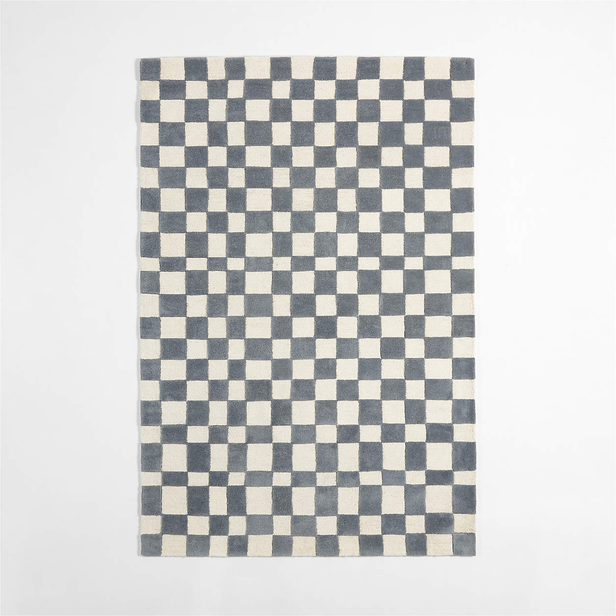 Imperfect Checkerboard Wool Smoke Blue Kids Area Rug 8x10 | Crate & Kids