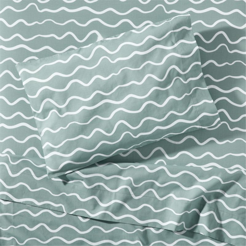 Organic Imperfect Stripe Seafoam Toddler Sheet Set | Crate & Kids