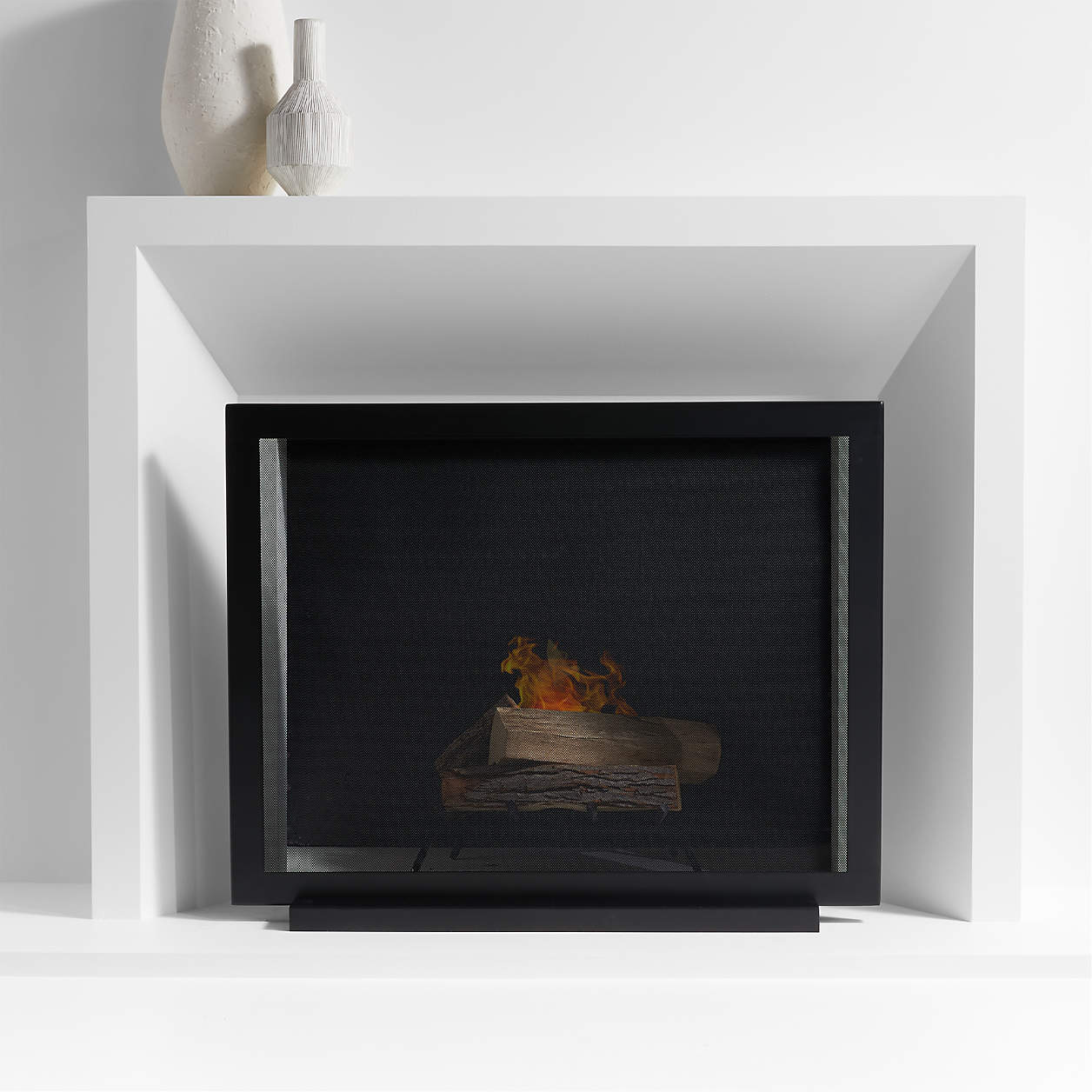 Black Industrial Fireplace Screen + Reviews | Crate & Barrel