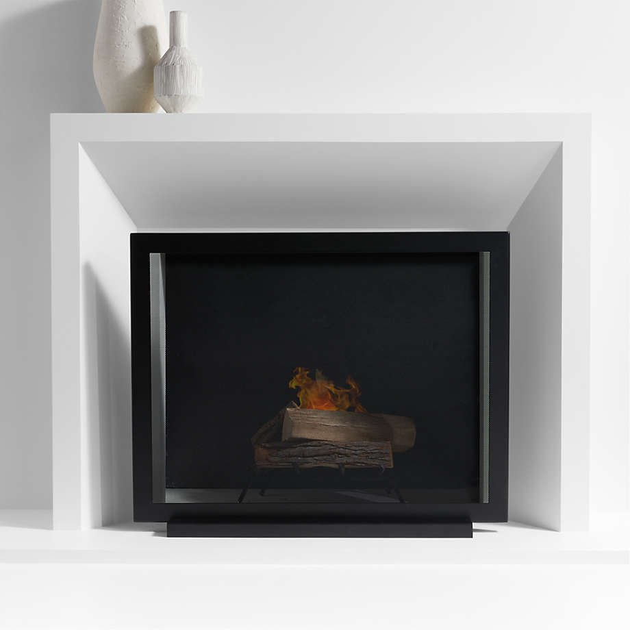 Black Industrial Fireplace Screen | Crate & Barrel