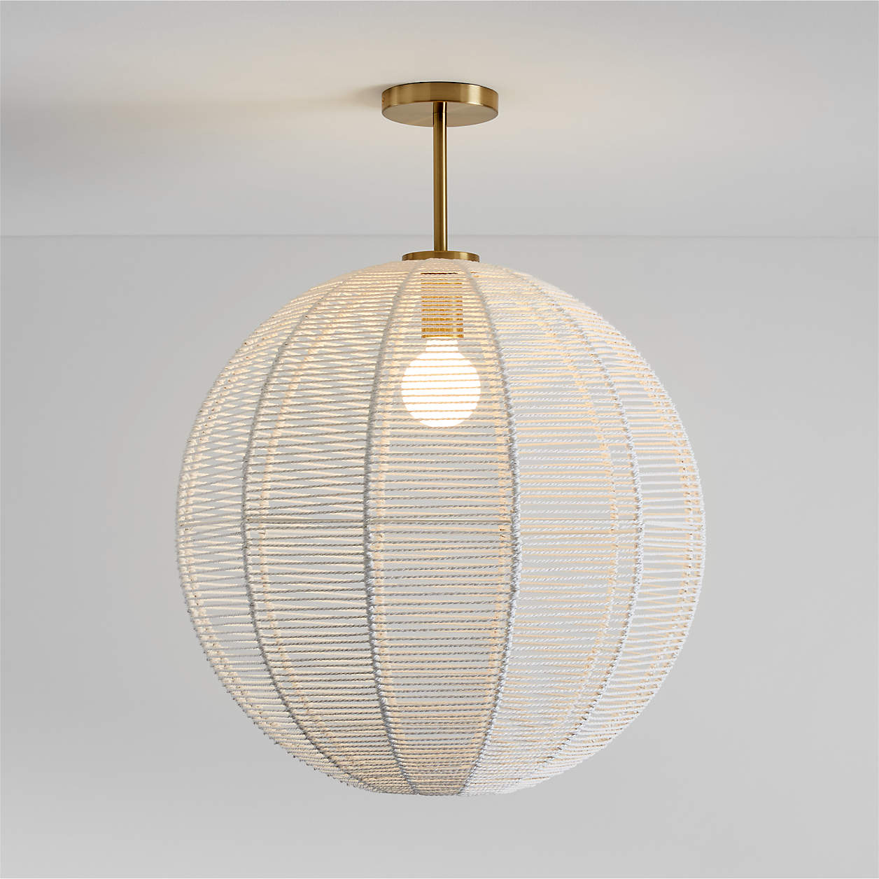 Ivory Woven Rope Sphere 22" Kids Semi-Flush Mount Light Fixture | Crate ...