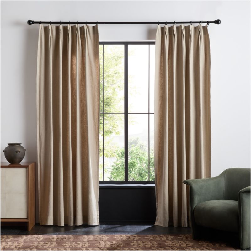 French Pleat Natural Taupe Linen Blend Window Curtain Panel 48"x120" by ...