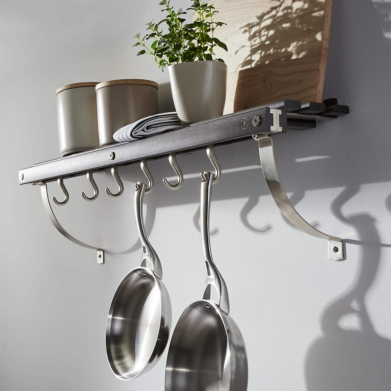 J.K. Adams Grey Wall Mounted Pot Rack + Reviews | Crate & Barrel
