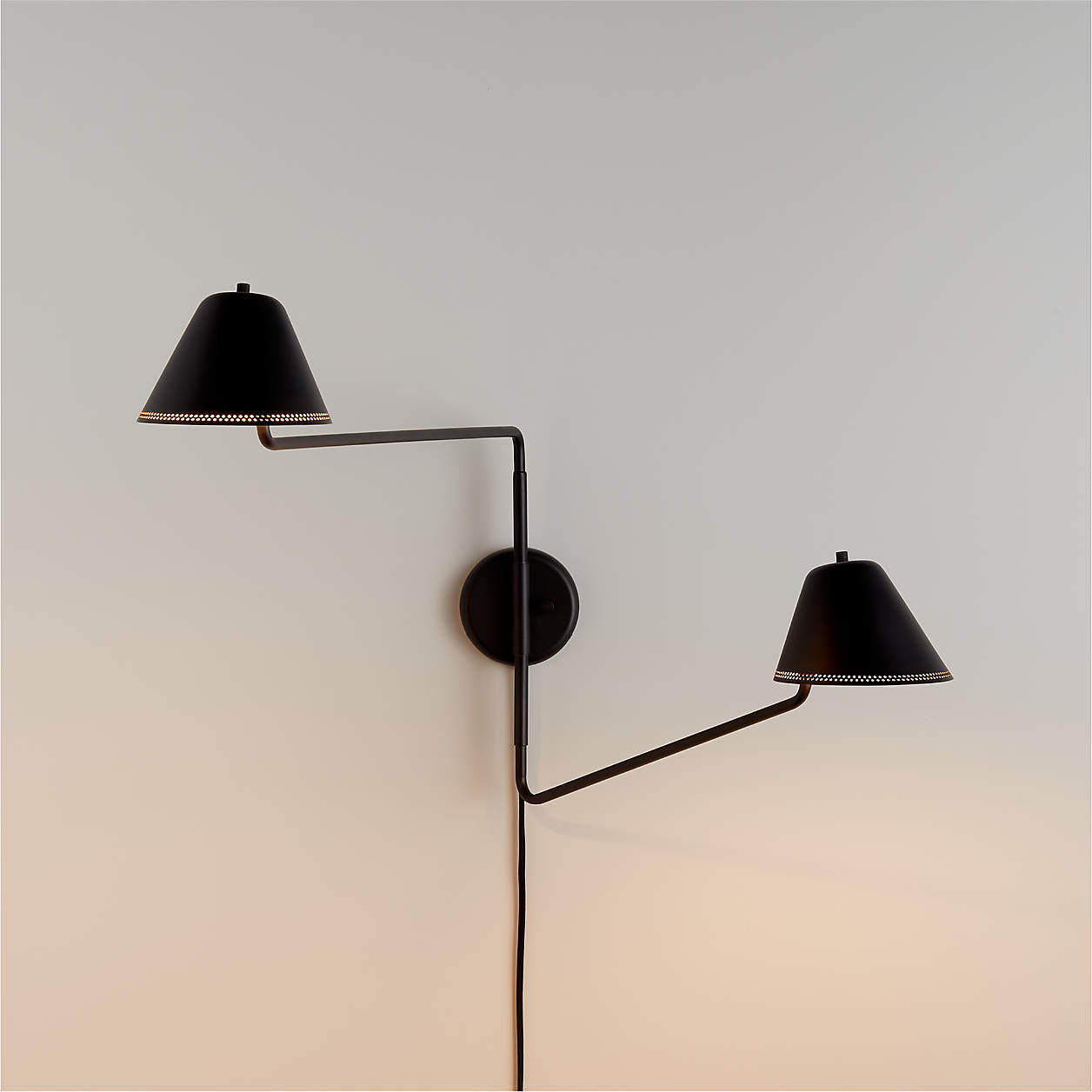 Jensen Black Adjustable Metal 2-Light Wall Sconce + Reviews | Crate ...