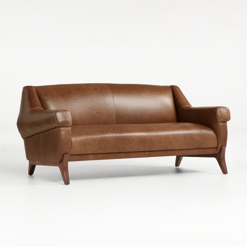 Jesper Mid-Century Leather Loveseat + Reviews | Crate & Barrel