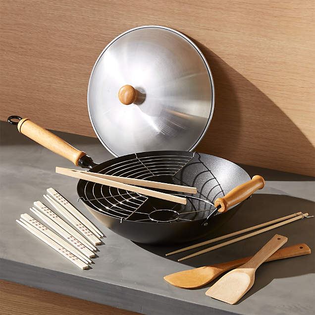 Carbon Steel Wok Set + Reviews | Crate & Barrel