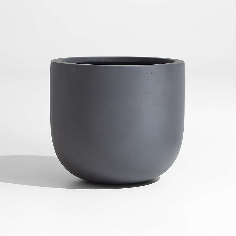 Junio Small Round Dark Grey Planter Pot 13" + Reviews | Crate & Barrel ...