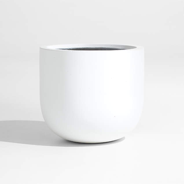 Junio Small Round Dark Grey Planter Pot 13" + Reviews | Crate & Barrel