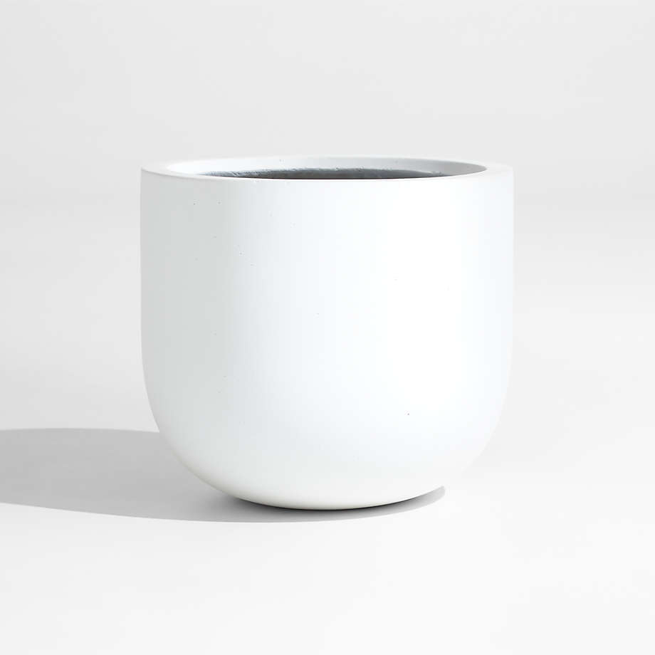 Junio Small Round White Planter Pot 13" + Reviews | Crate & Barrel