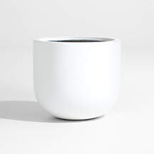Junio Small Round White Planter Pot 13" + Reviews | Crate & Barrel