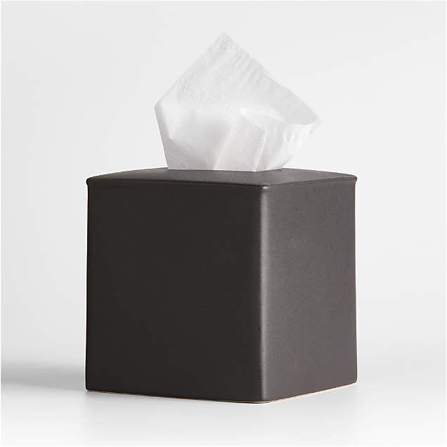 Sedona Square Black Tissue Box Cover + Reviews | Crate & Barrel