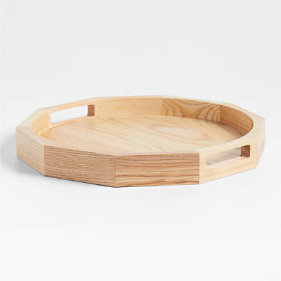 Kanso Rectangle Natural Ash Wood Serving Tray + Reviews | Crate & Barrel