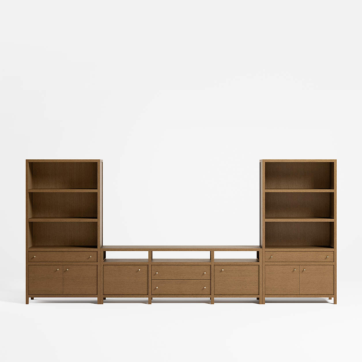 Keane Driftwood 86" Media Console with 2 Storage Bookcases | Crate & Barrel