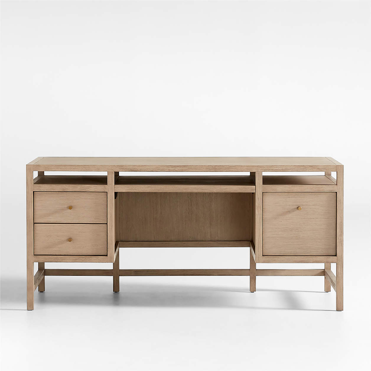 Keane 65" Weathered Natural Wood Desk with Outlets + Reviews | Crate ...