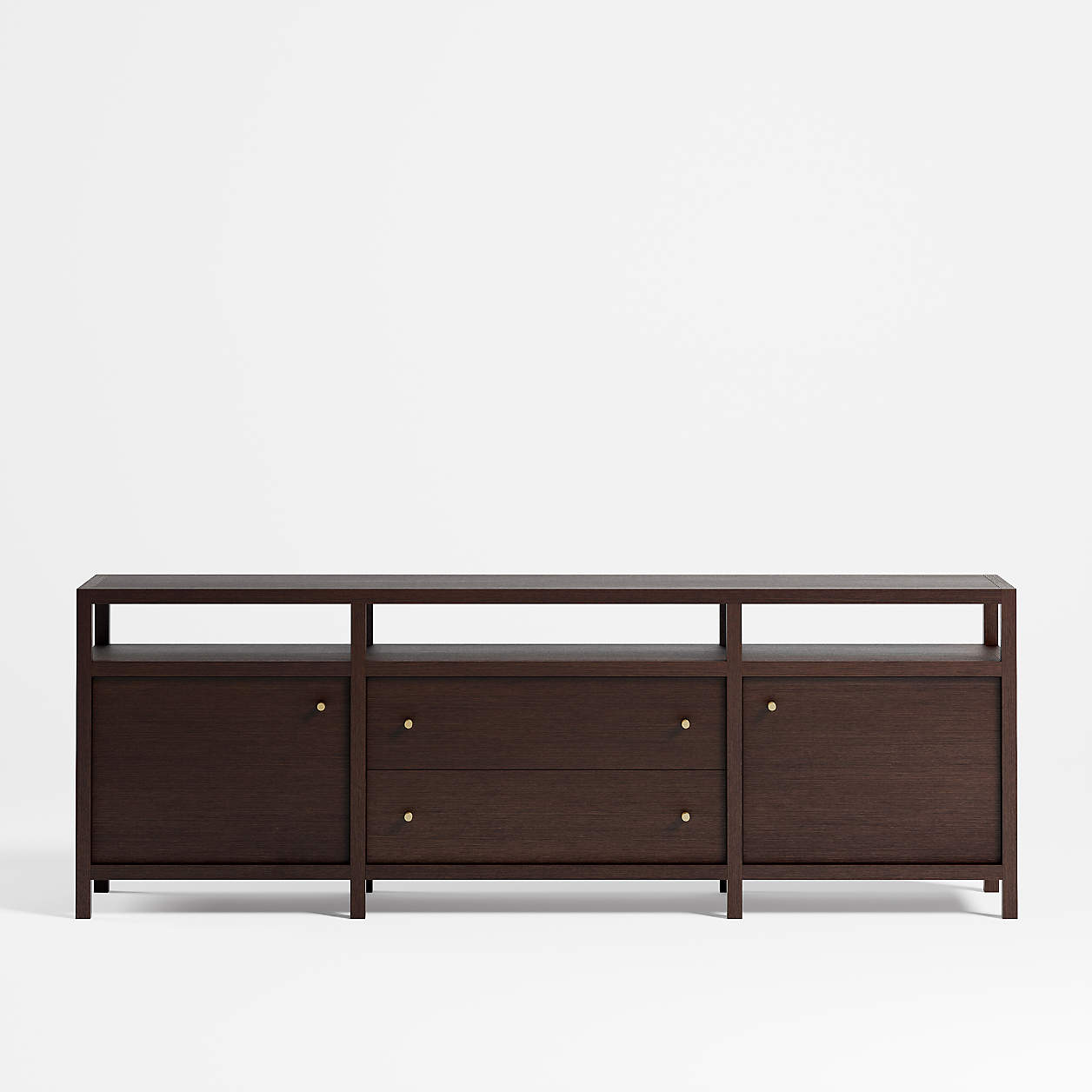 Keane Espresso Wood 86" Storage Media Console/TV Stand | Crate & Barrel