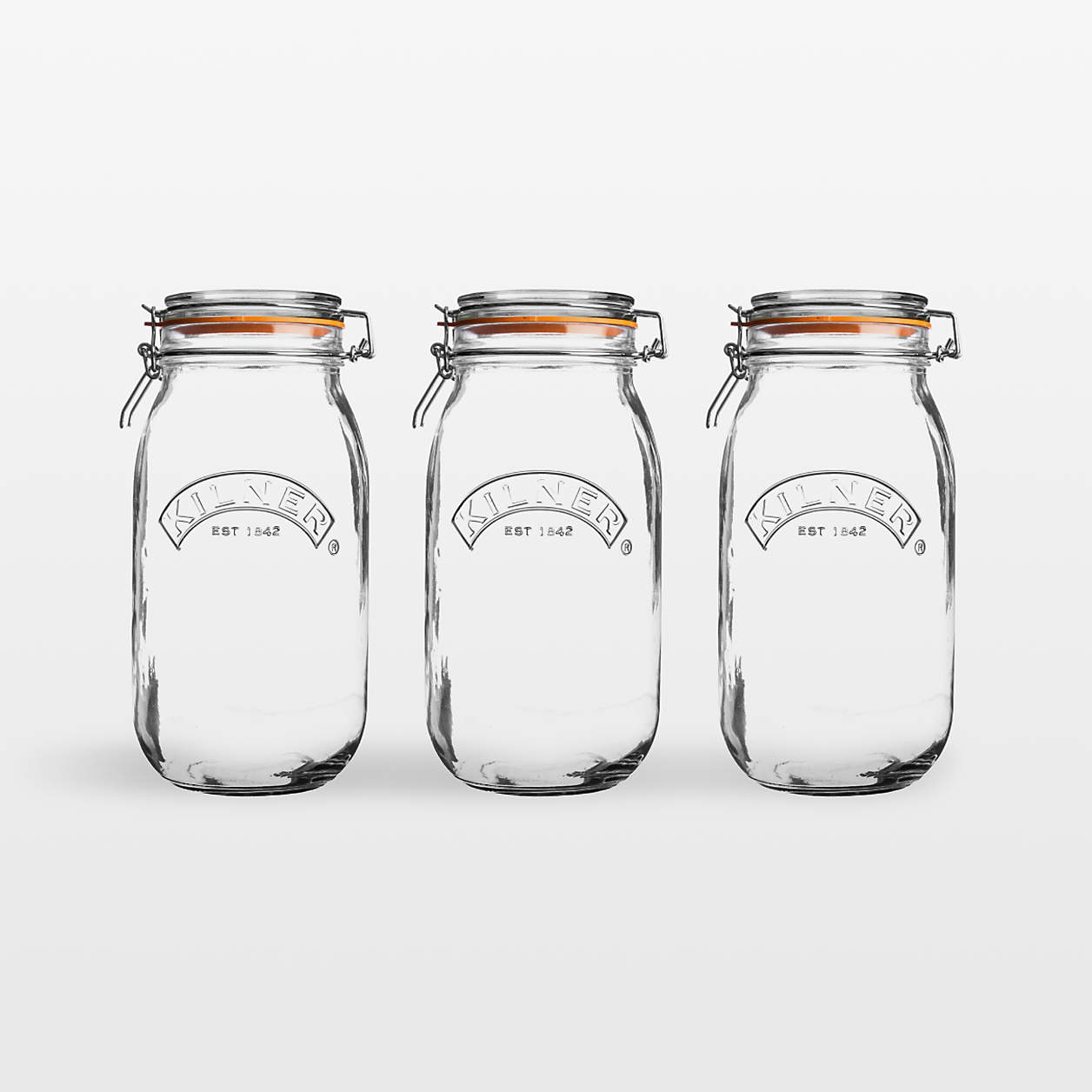 Kilner 68-Oz. Round Clip-Top Jars, Set of 3 | Crate & Barrel