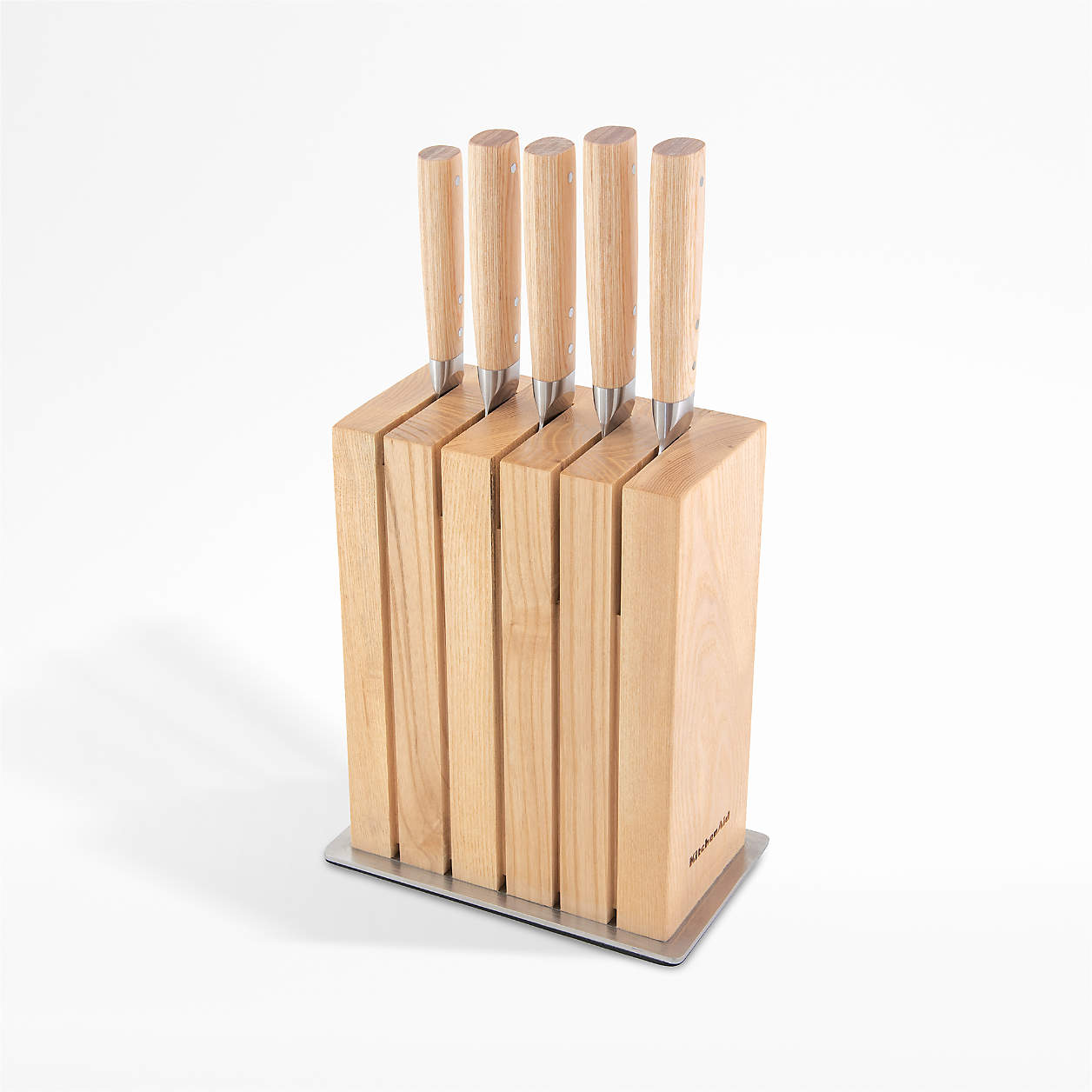 KitchenAid Premier 6-Piece Ash Wood Knife Block Set | Crate & Barrel
