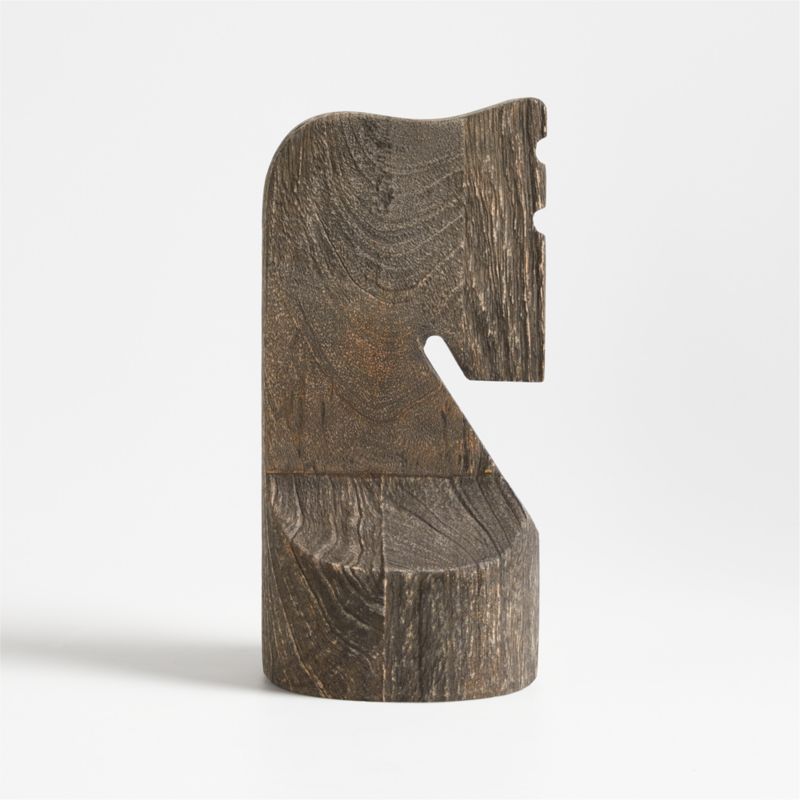 Ebonized Black Wood Knight Chess Piece Sculpture + Reviews | Crate & Barrel