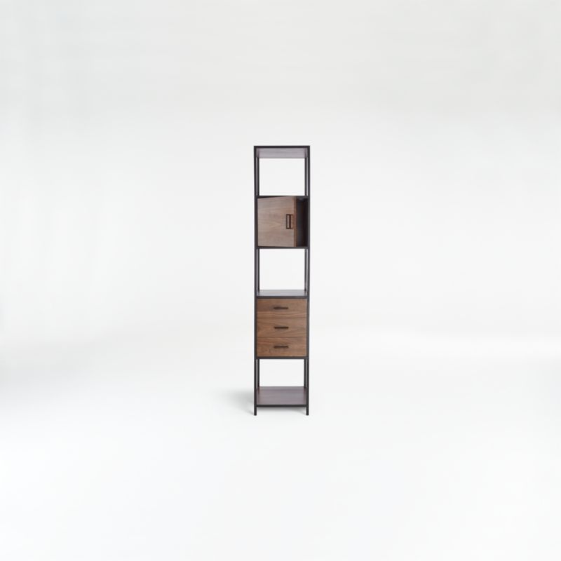 Knox Black Tall Narrow Storage Bookcase | Crate & Barrel