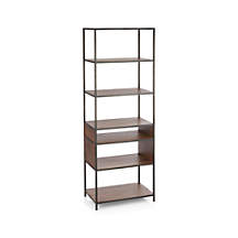 Knox Black Trim and Walnut Tall Open Storage Bookshelf | Crate & Barrel
