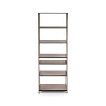 Knox Black Trim and Walnut Tall Open Storage Bookshelf | Crate & Barrel