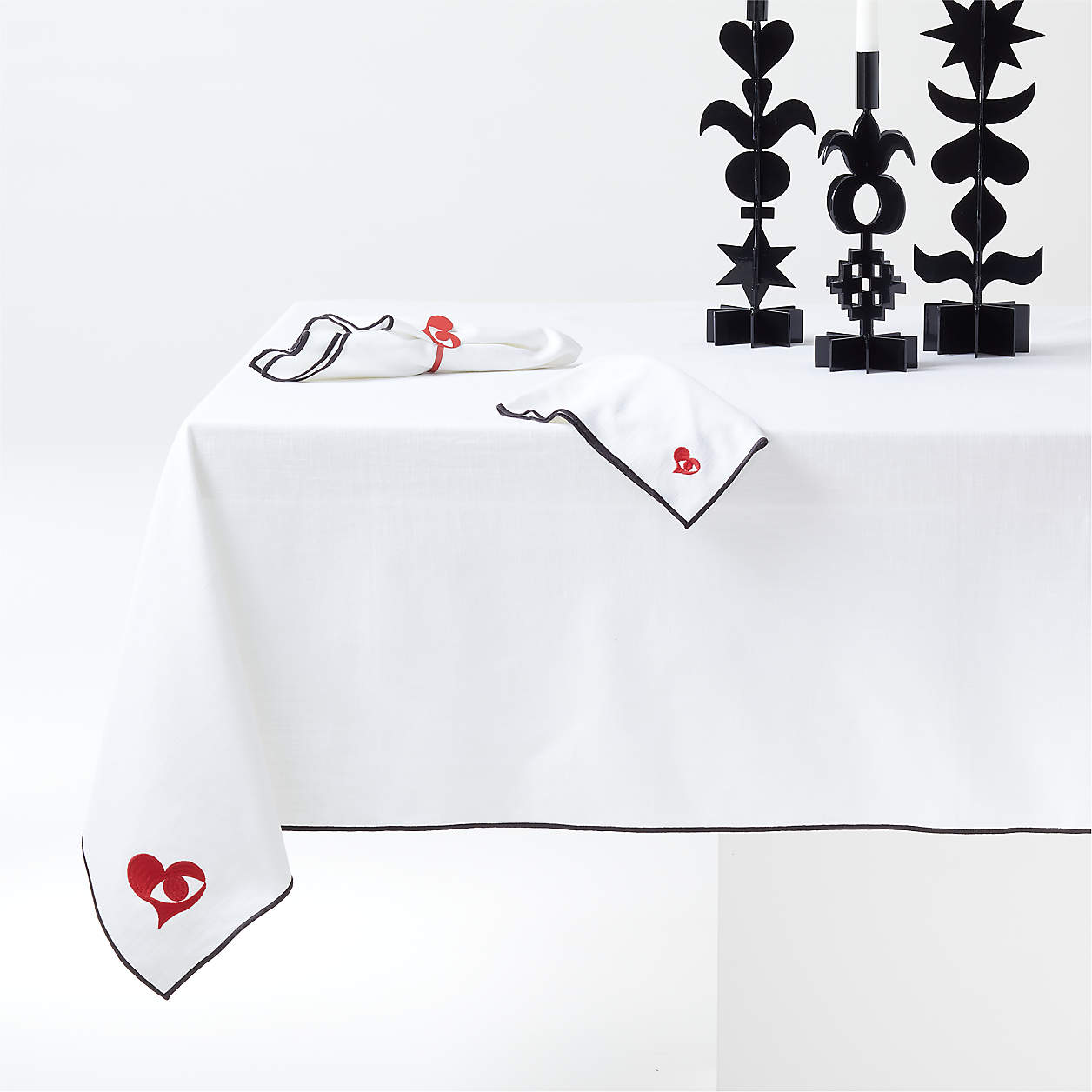 Seeing with the Heart Embroidered White Organic Cotton Tablecloth 60 ...