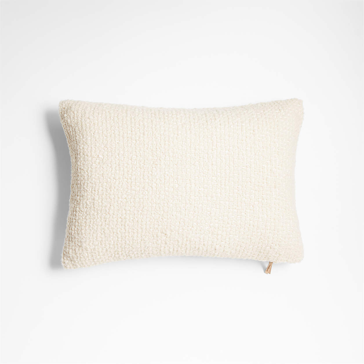 Wool Boucle 22"x15" Alba Ivory Throw Pillow with Down-Alternative ...