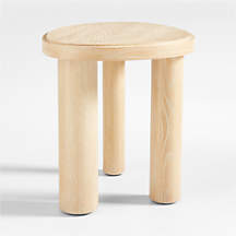 La Sal Tall Natural Oak Wood Asymmetric End Table | Crate & Barrel