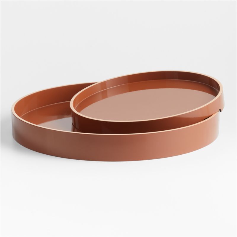 Ginger Orange Round Lacquer Wood 24" Decorative Tray + Reviews | Crate ...