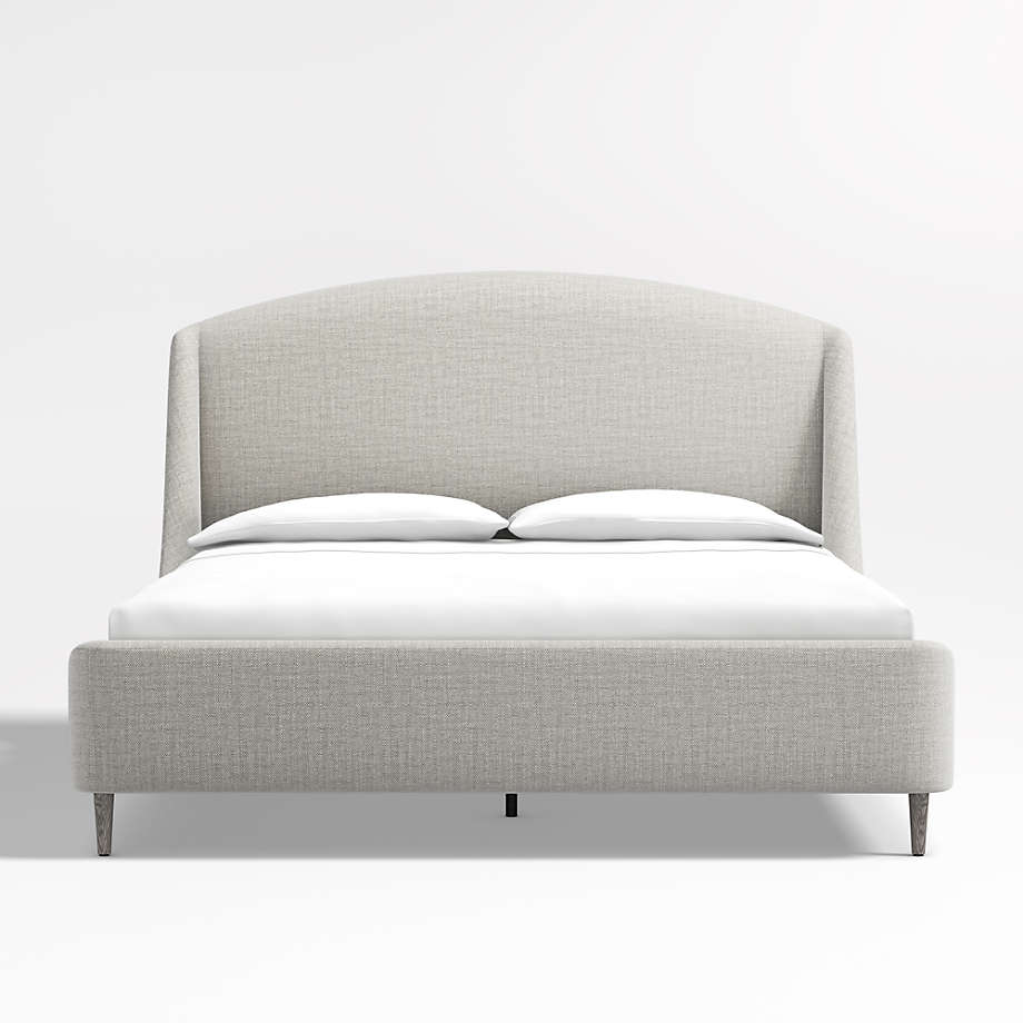 Lafayette Weave Mist Grey Upholstered Tall King Bed Frame | Crate & Barrel