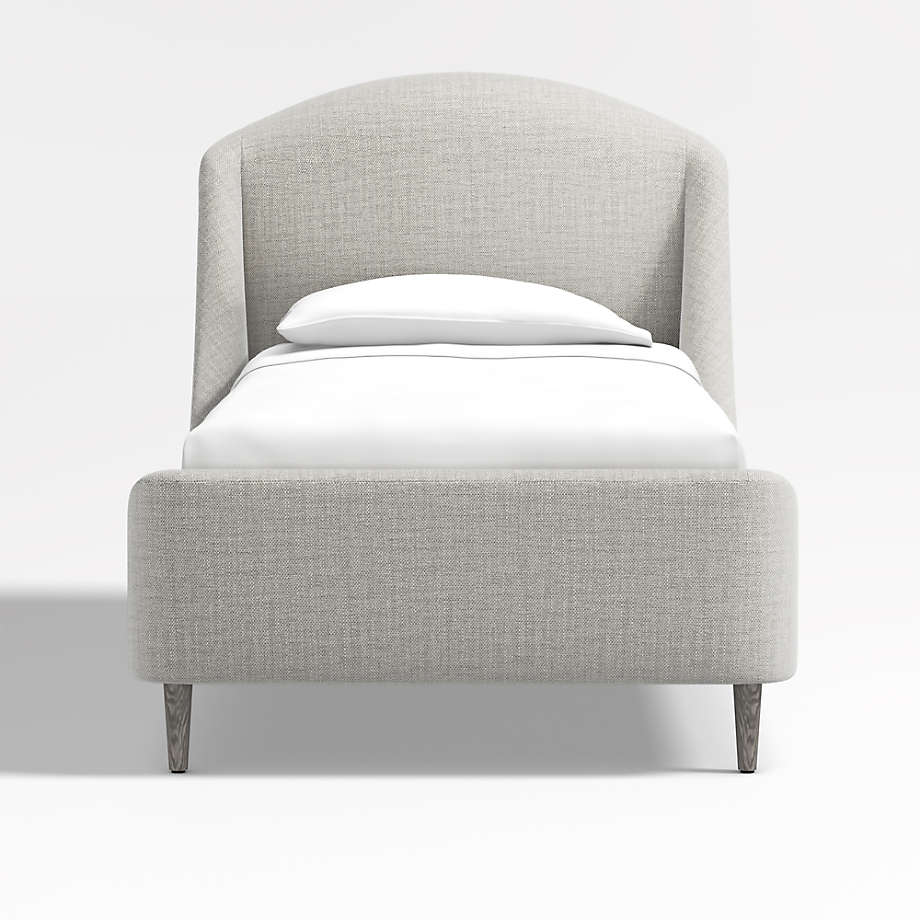 Lafayette Weave Mist Grey Upholstered Twin Bed Frame + Reviews | Crate ...