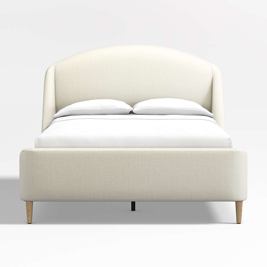Lafayette Weave Ivory Upholstered Full Bed Frame + Reviews | Crate & Barrel
