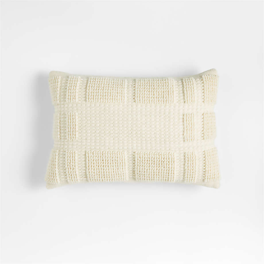 Lancaster 22"x15" Textured Cotton Plaid Cotton Cream Pillow Cover ...