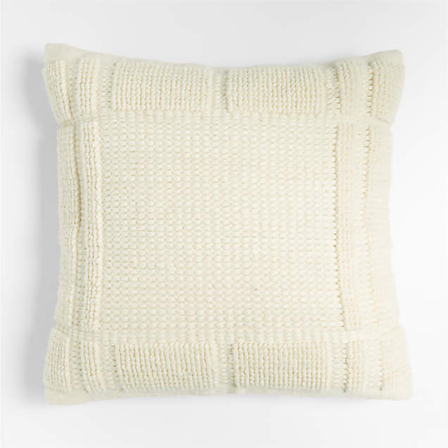 Lancaster 22"x15" Textured Cotton Plaid Cotton Cream Pillow Cover ...