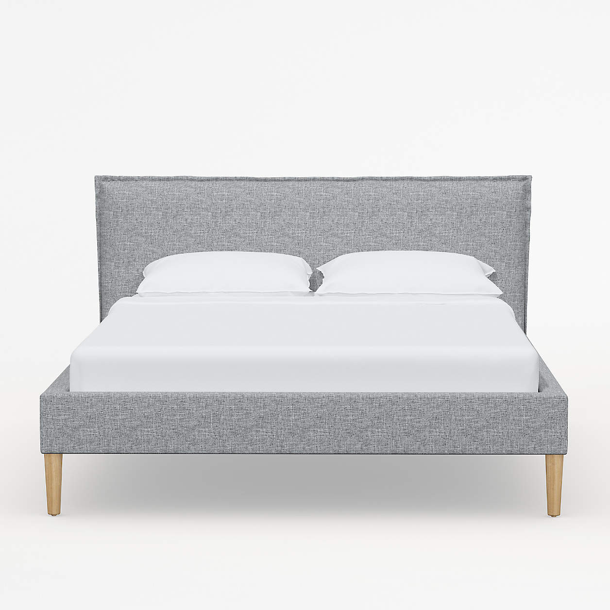 Lane Queen Linen Pumice Low-Profile Bed + Reviews | Crate & Barrel