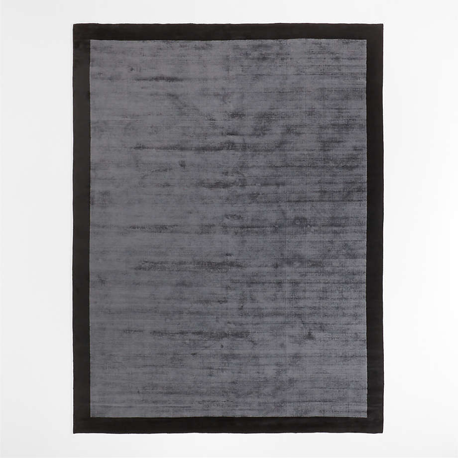 Laval Border Solid Black Area Rug 6'x9' | Crate & Barrel