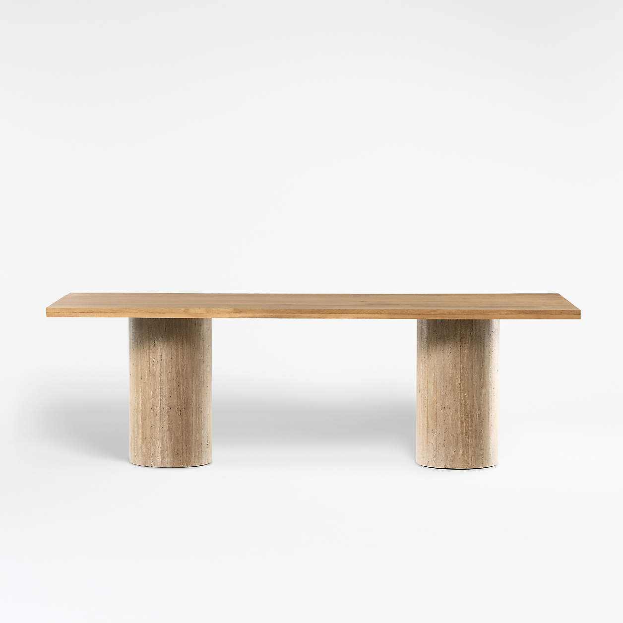 Layne Natural Oak and Travertine Dining Table | Crate & Barrel Canada
