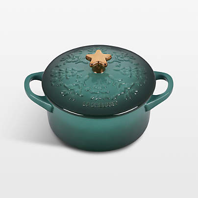 Le Creuset 8 oz. Artichaut Holly Mini Round Cocotte with Gold Knob ...