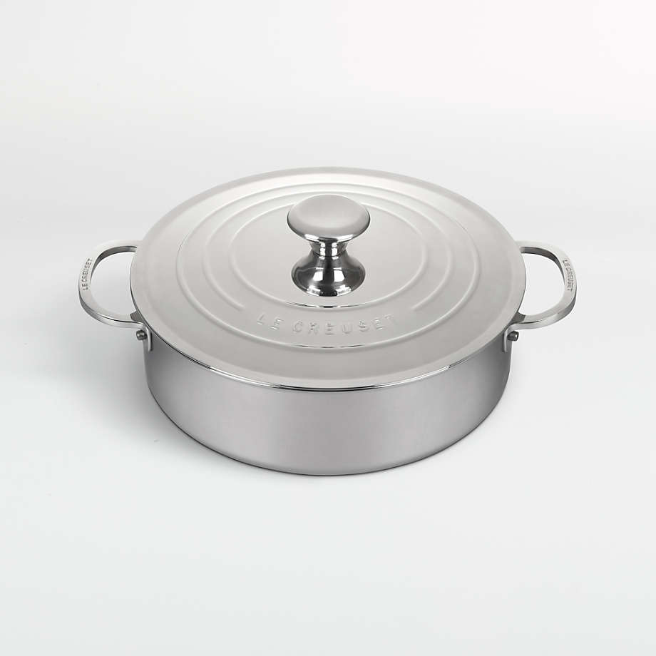 Le Creuset Round 4.5-Qt. Stainless Steel Rondeau Pan | Crate & Barrel