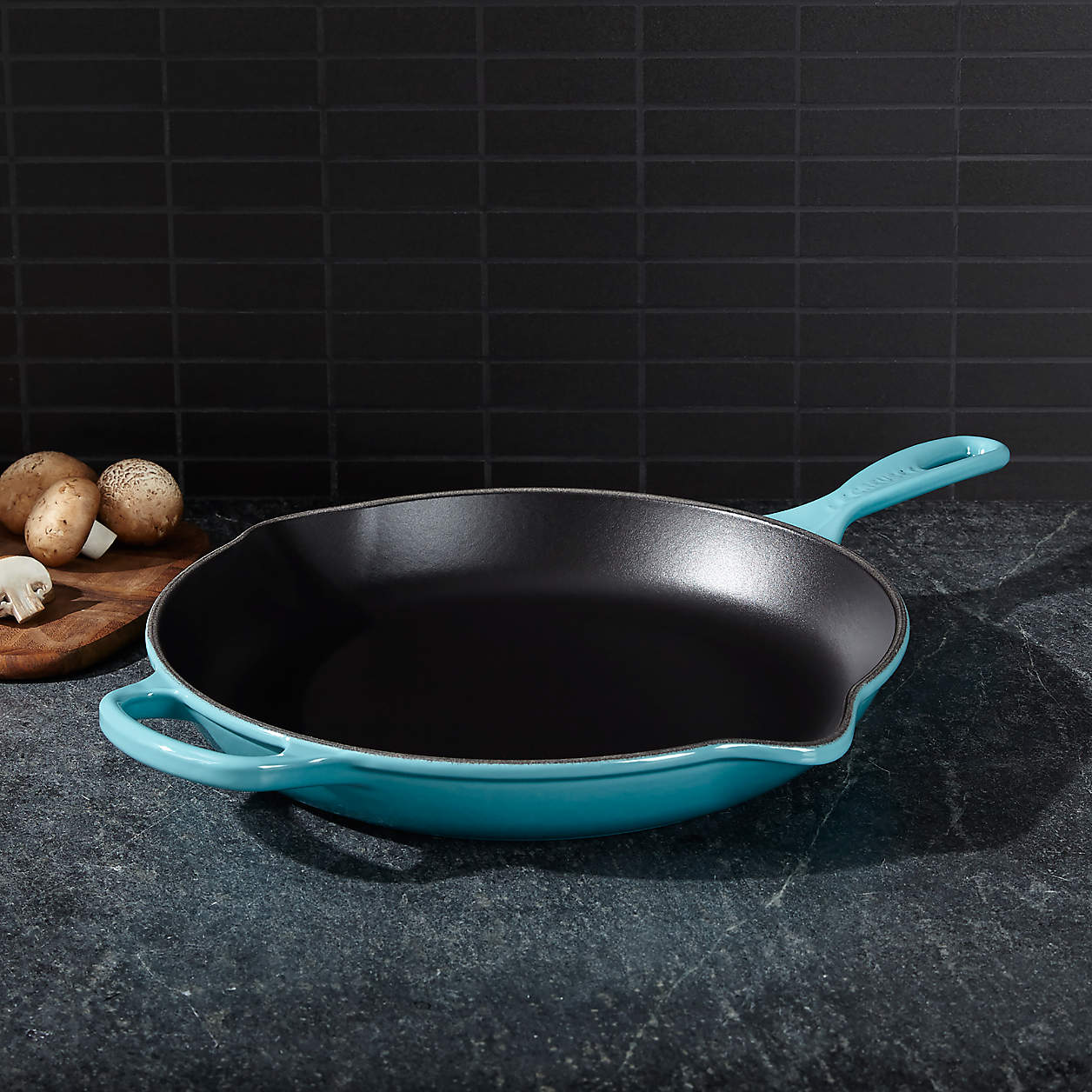 Le Creuset Signature 11.75" Caribbean Blue Cast Iron Skillet | Crate ...