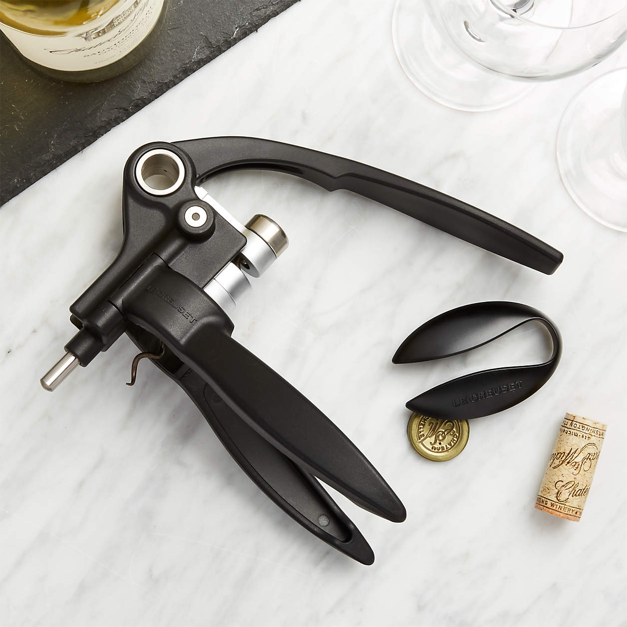 Le Creuset Lever Wine Opener and Foil Cutter + Reviews | Crate & Barrel