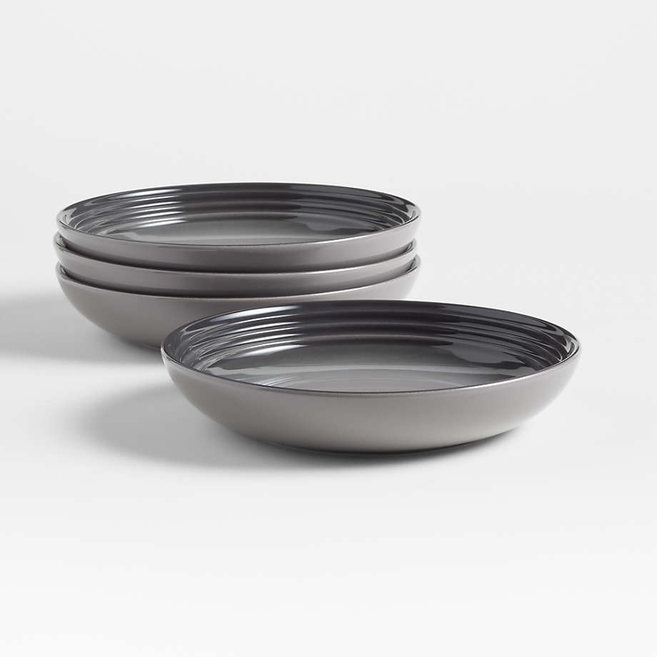 Le Creuset Oyster Grey Bowl Plates, Set of 4 + Reviews | Crate & Barrel