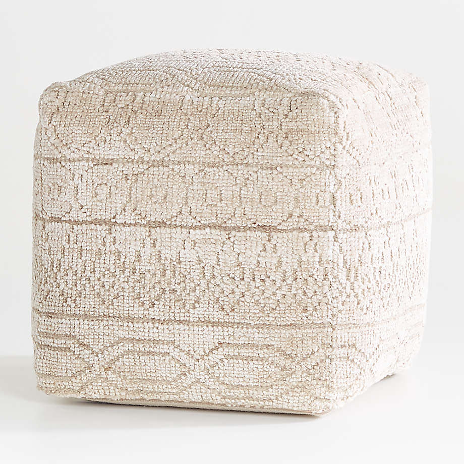 Lennon Patterned Pouf 18" + Reviews | Crate & Barrel