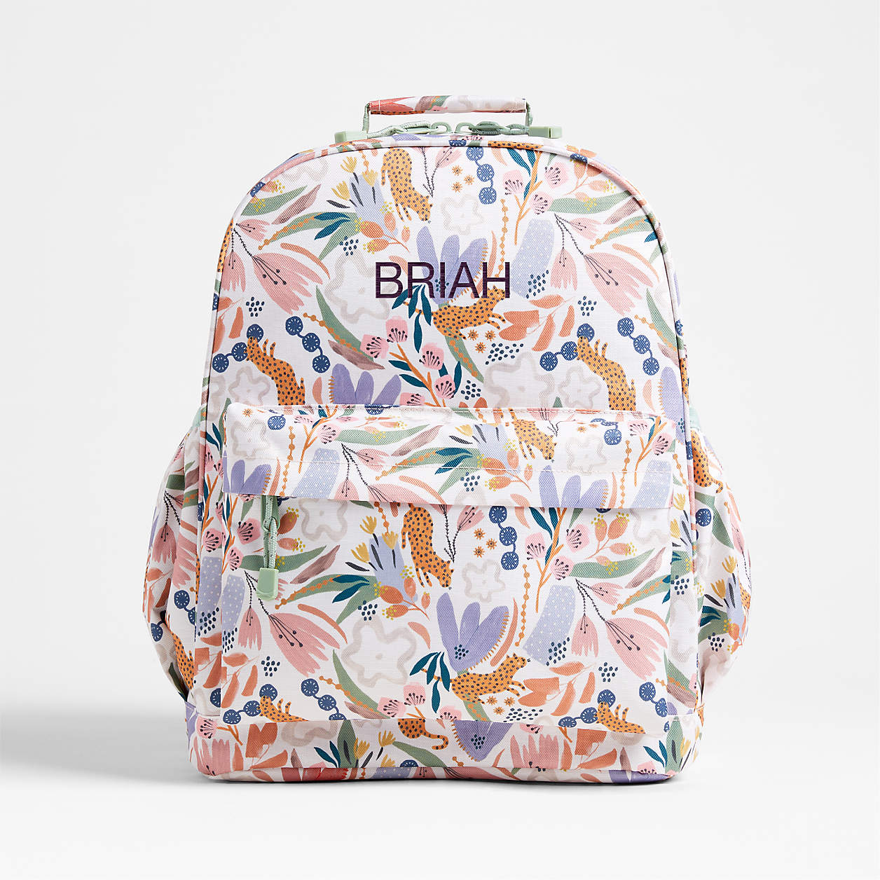 Leopard Floral Personalized Large Kids School Backpack with Side ...