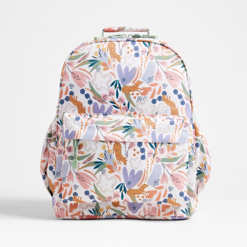 Leopard Floral Personalized Large Kids School Backpack with Side ...