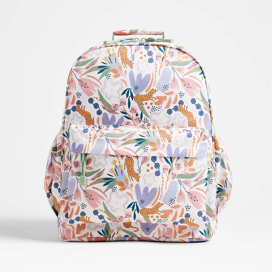 Leopard Floral Personalized Large Kids School Backpack with Side ...